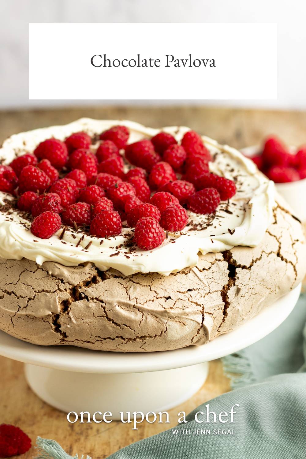 Double Chocolate Pavlova with Marscapone Whipped Cream & Raspberries
