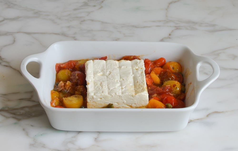 Broiled Feta with Garlicky Tomatoes & Capers - Once Upon a Chef