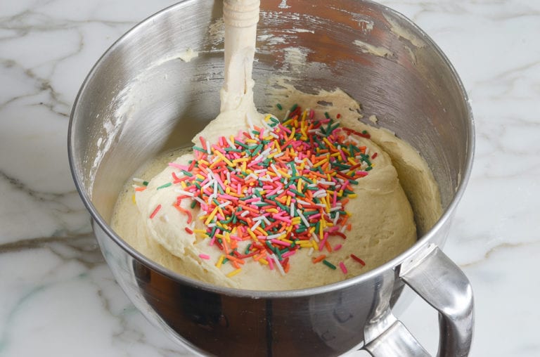 Rainbow Sprinkle Funfetti Cake - Once Upon a Chef