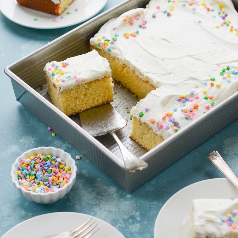 Vanilla Sheet Cake with Cream Cheese Frosting - Once Upon a Chef