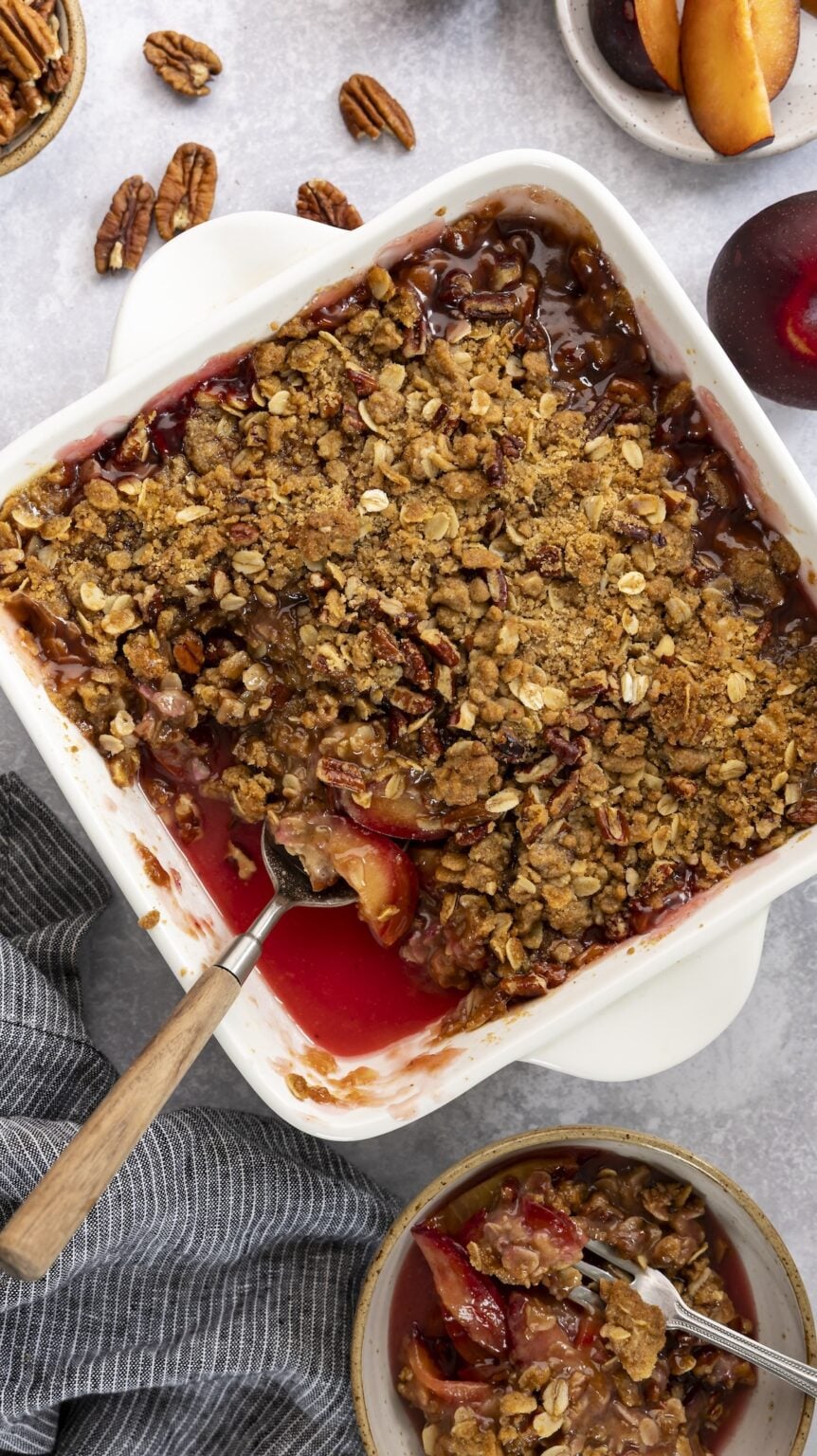 Plum Crisp Recipe (with Oat Pecan Topping)